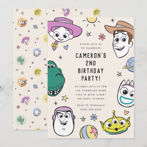 Pastel Toy Story Characters Birthday Invitation | Zazzle