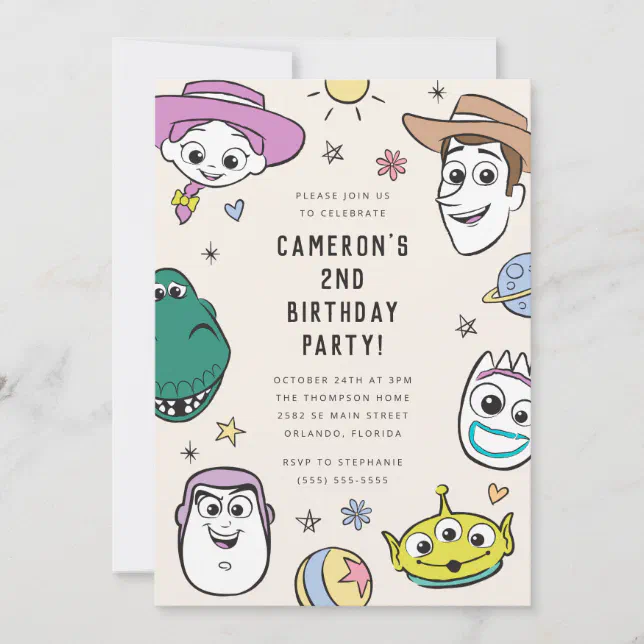 Pastel Toy Story Characters Birthday Invitation | Zazzle