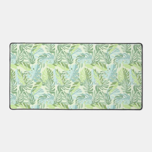 Pastel Tropical Palm Leaves Desk Mat | Zazzle