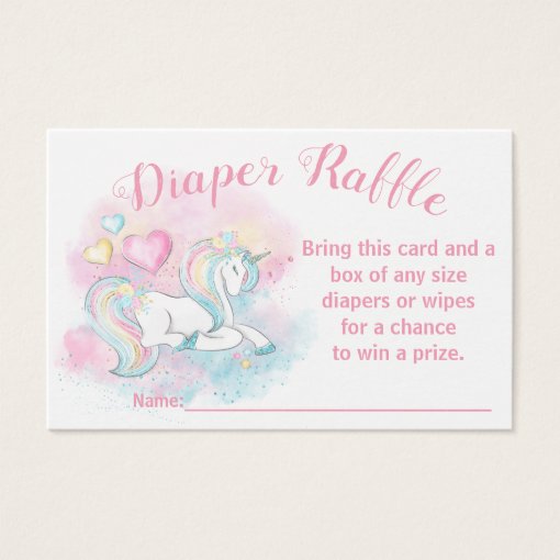 Pastel Unicorn Diaper Raffle Tickets | Zazzle