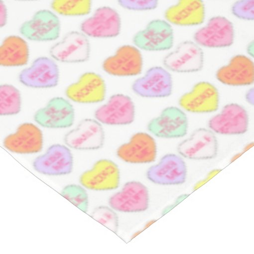 Pastel Valentine's Day Candy Hearts Love Print Tablecloth | Zazzle