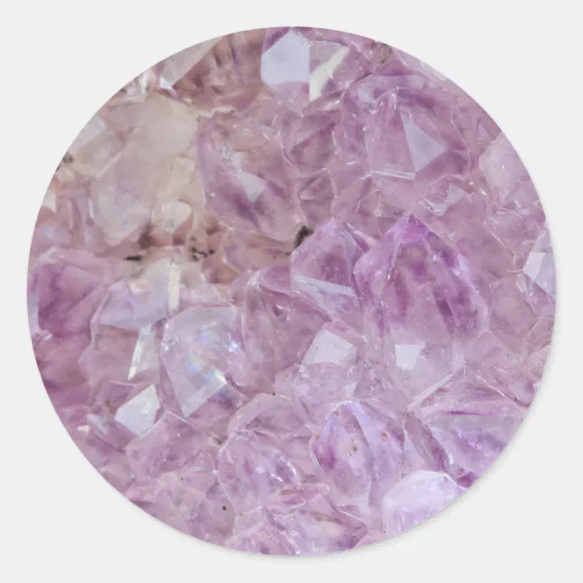 Pastel Violet Crystal Quartz Classic Round Sticker | Zazzle