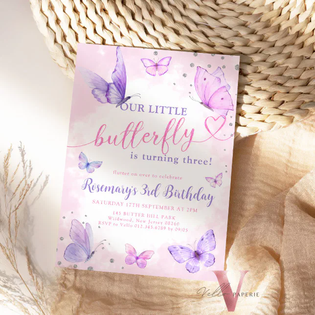 Pastel Watercolor Butterfly Birthday Invitation | Zazzle