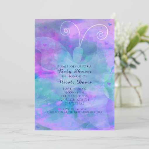 Pastel Watercolor Butterfly Party Invitations | Zazzle