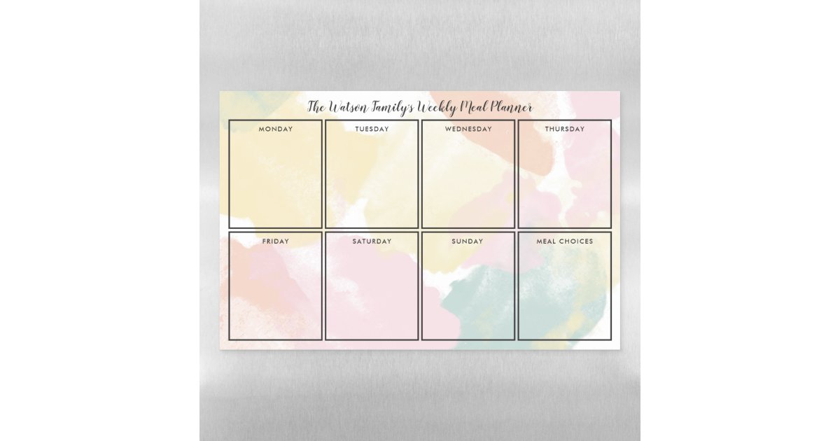 Pastel Watercolor Camo Weekly Meal Planner Magneti Magnetic Dry Erase ...