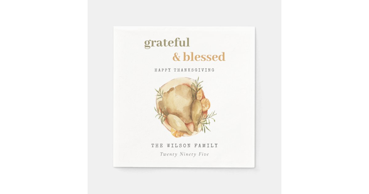 Pastel Watercolor Elegant Turkey Meal Thanksgiving Napkins | Zazzle