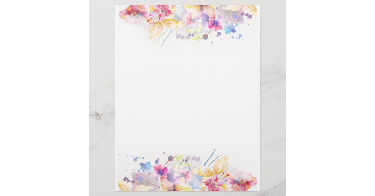 Pastel Watercolor Floral Letterhead | Zazzle