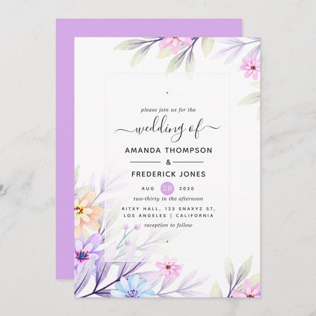 Pastel Watercolor Floral Wedding Invitation | Zazzle