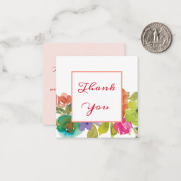 Pastel Watercolor Flowers Script Thank You Note Card | Zazzle