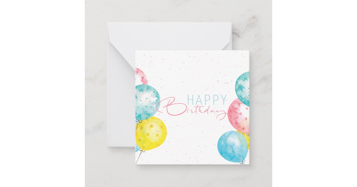 Pastel watercolor Happy Birthday Bright Beautiful Note Card | Zazzle