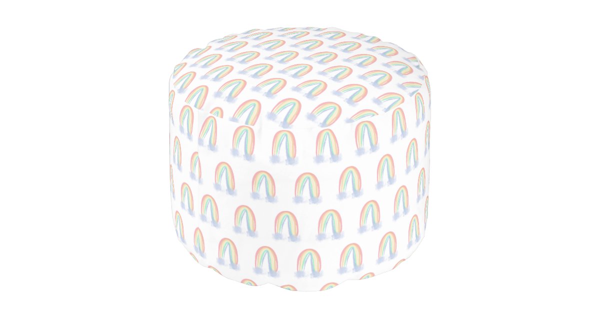 pastel watercolor painted rainbow kids children pouf | Zazzle