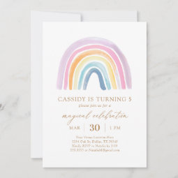Pastel Watercolor Rainbow Birthday Invitation | Zazzle