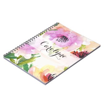 Pastel Watercolour Hand Painted Flowers Notebook | Zazzle
