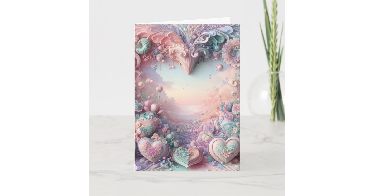 Pastel Whimsy Valentines Day Card | Zazzle