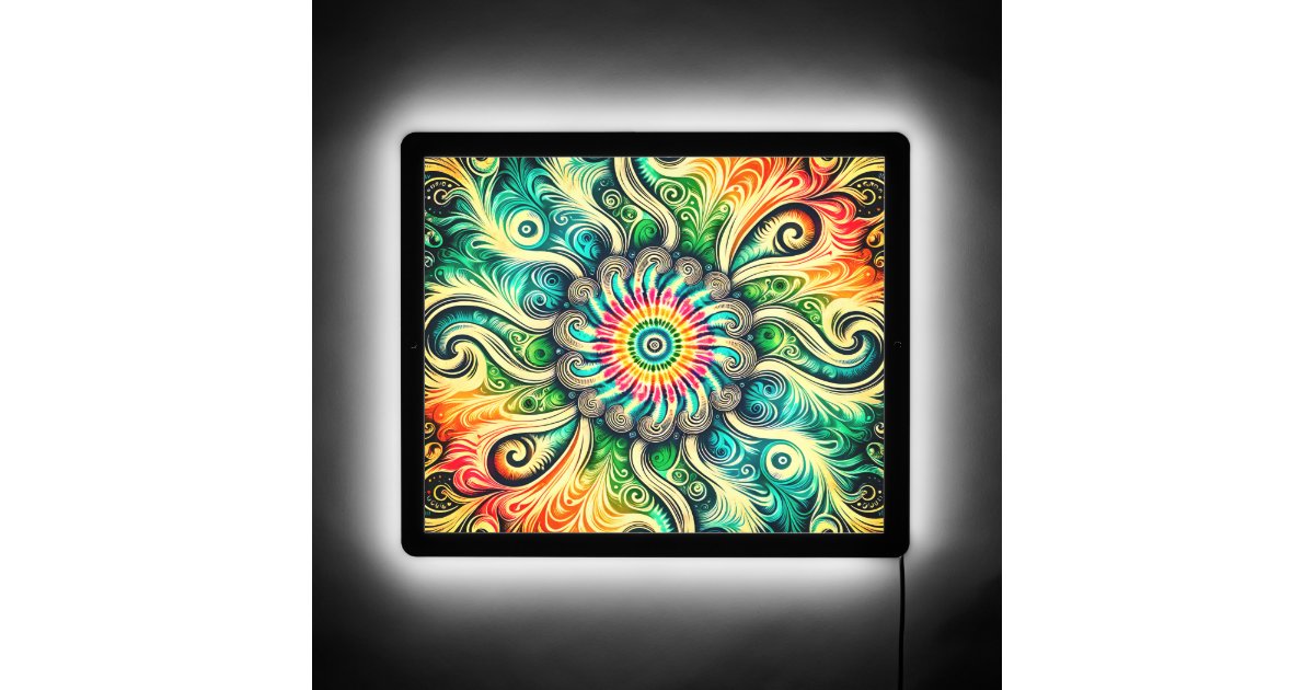 “Pastel Whirl - Soft Tie-Dye Elegance” LED Sign | Zazzle