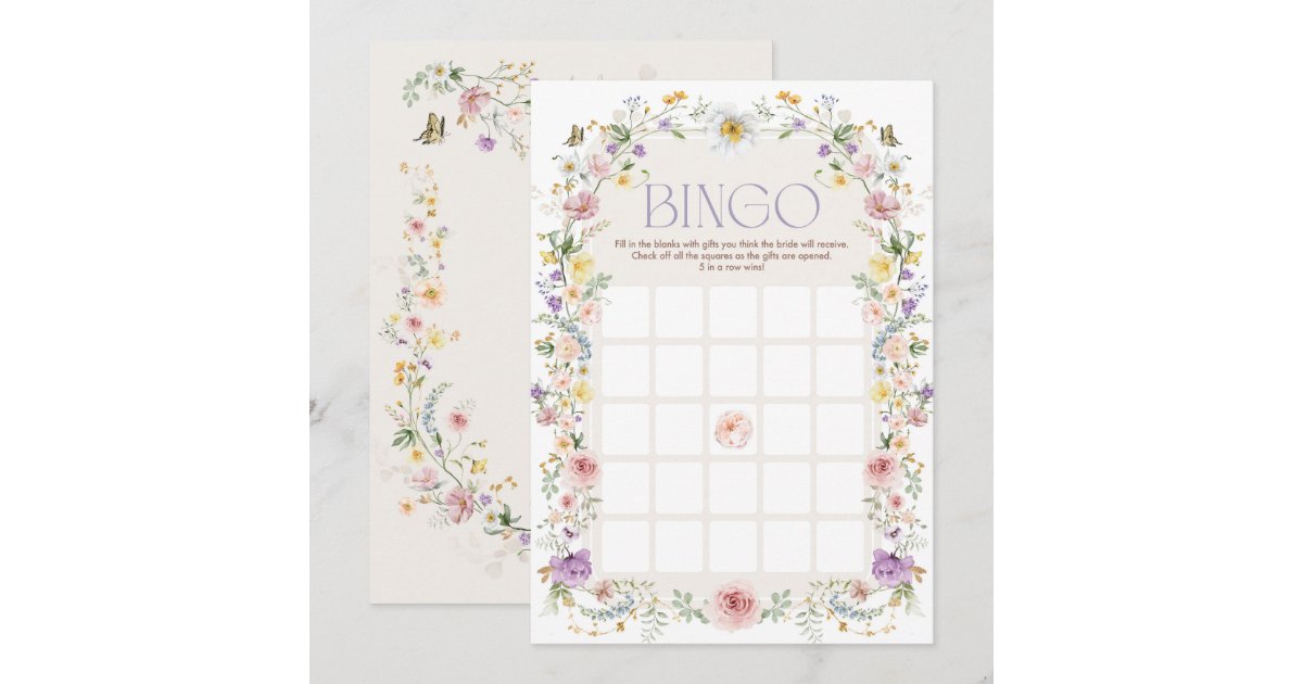 Pastel Wildflowers Bingo Bridal Shower Game Card | Zazzle