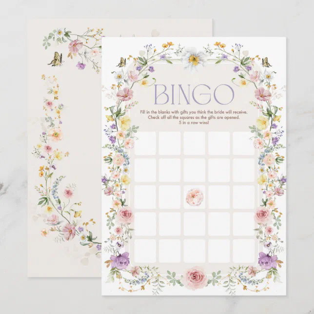 Pastel Wildflowers Bingo Bridal Shower Game Card | Zazzle