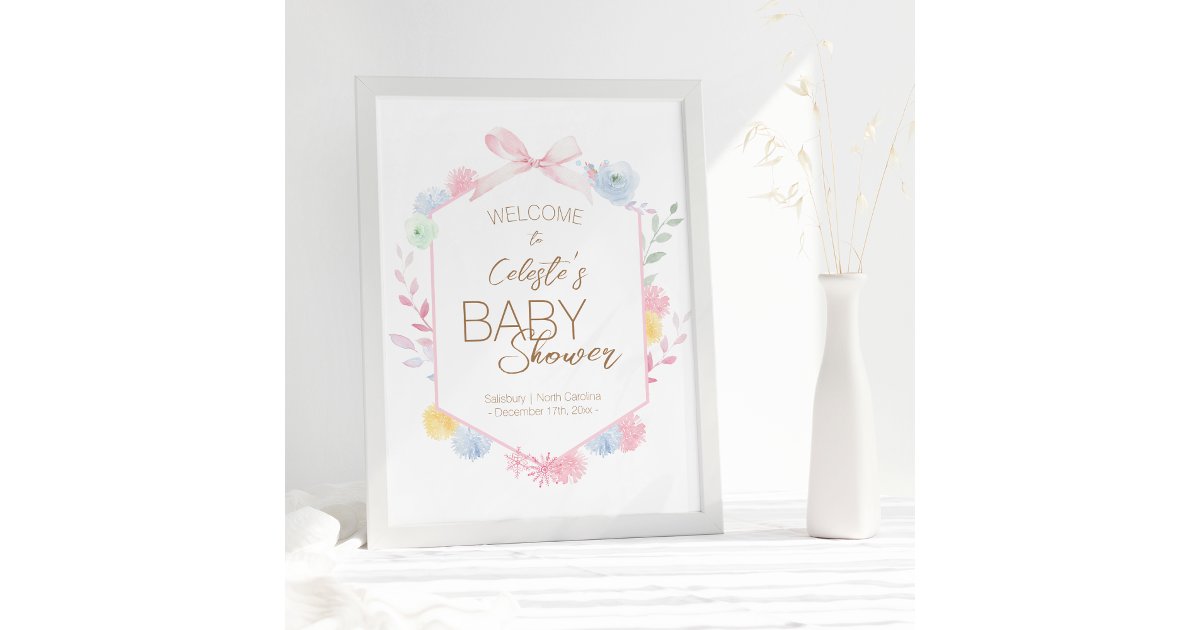 Pastel Winter Wonderland Baby Shower Welcome Poster | Zazzle