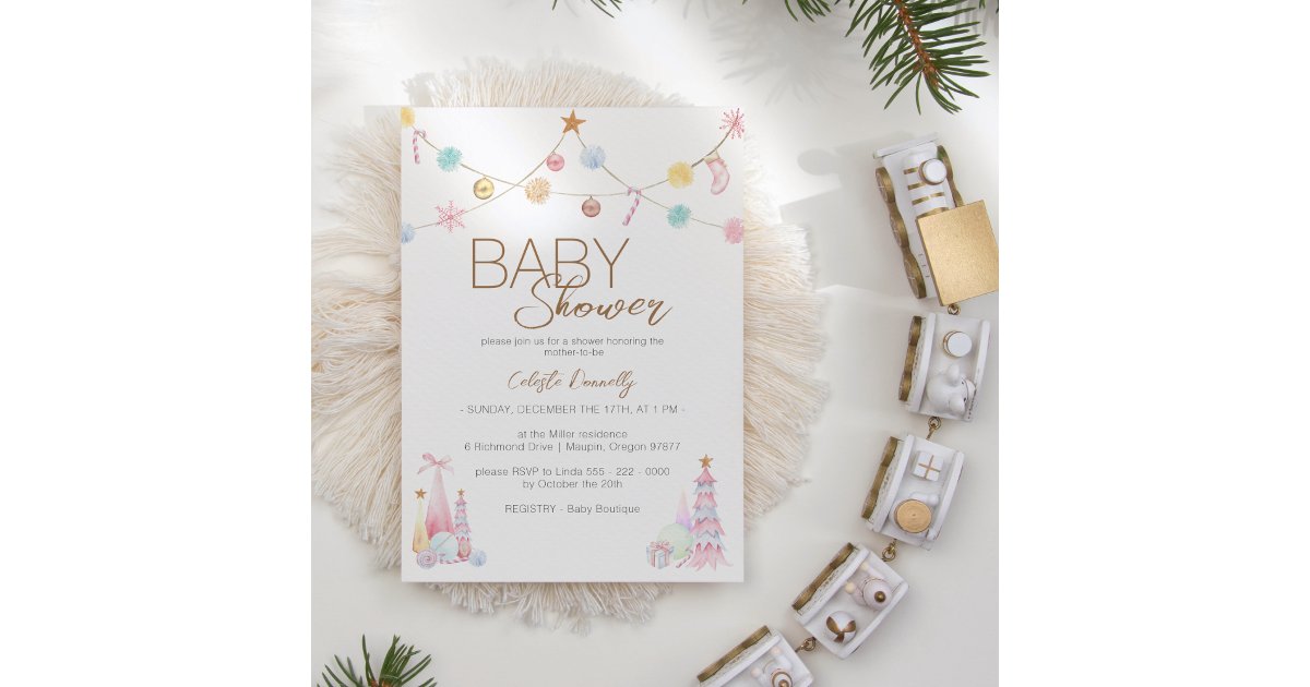 Pastel Winter Wonderland Neutral Baby Shower Invitation | Zazzle