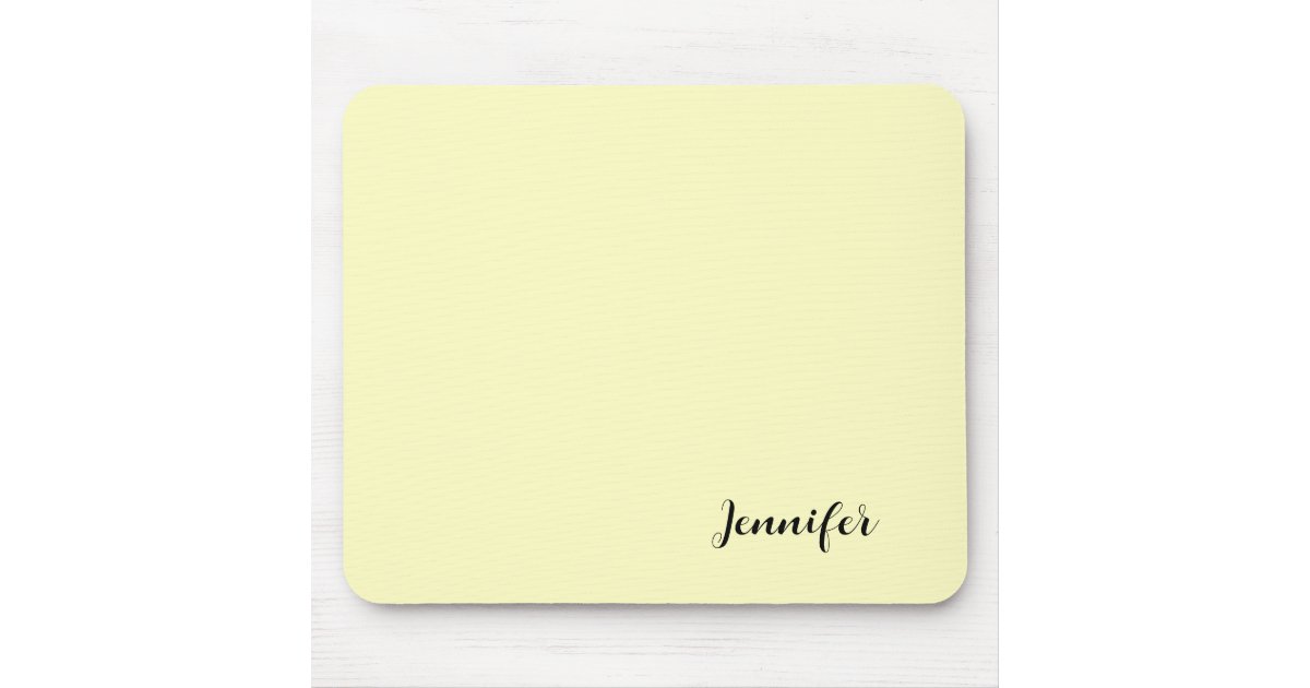Pastel Yellow Personalized Modern Script Mouse Pad | Zazzle