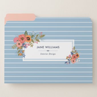Pastels Bohemian Floral Bouquets Name File Folder | Zazzle