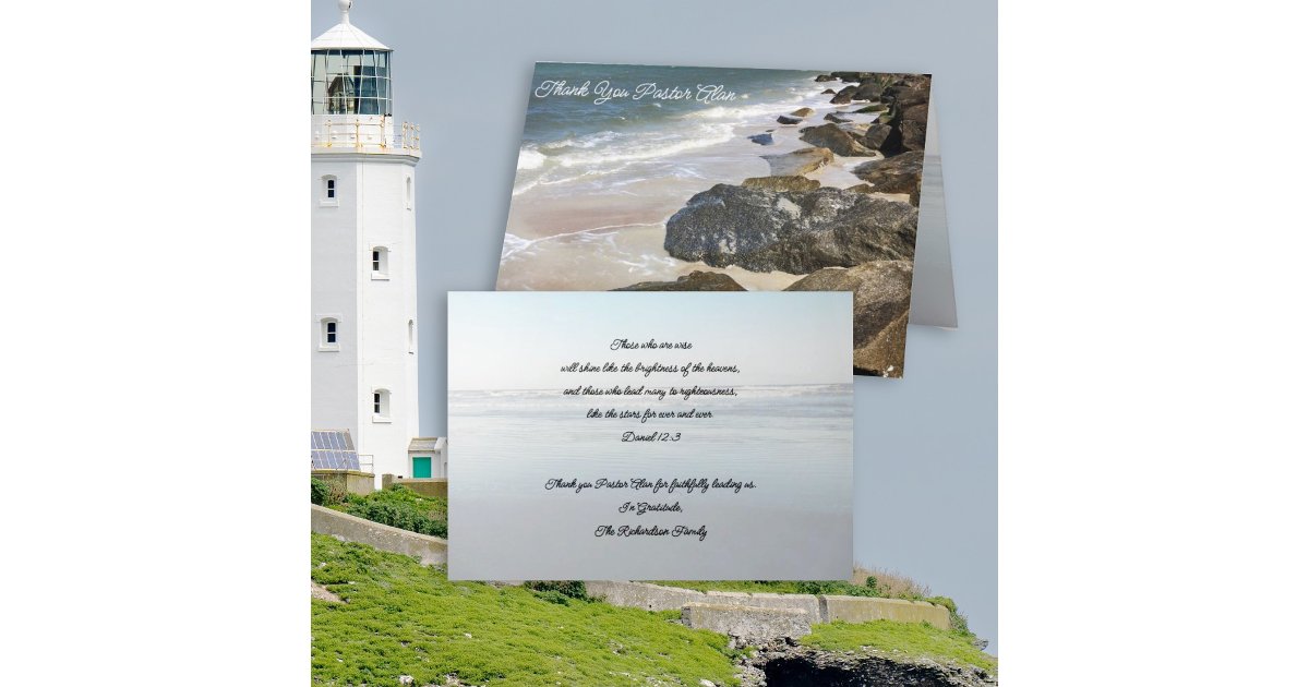 Pastor Appreciation Jetty Rocks Scripture Card | Zazzle