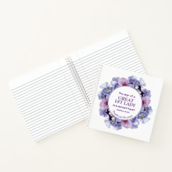 PASTOR APPRECIATION Thank You 1st Lady Floral Notebook | Zazzle