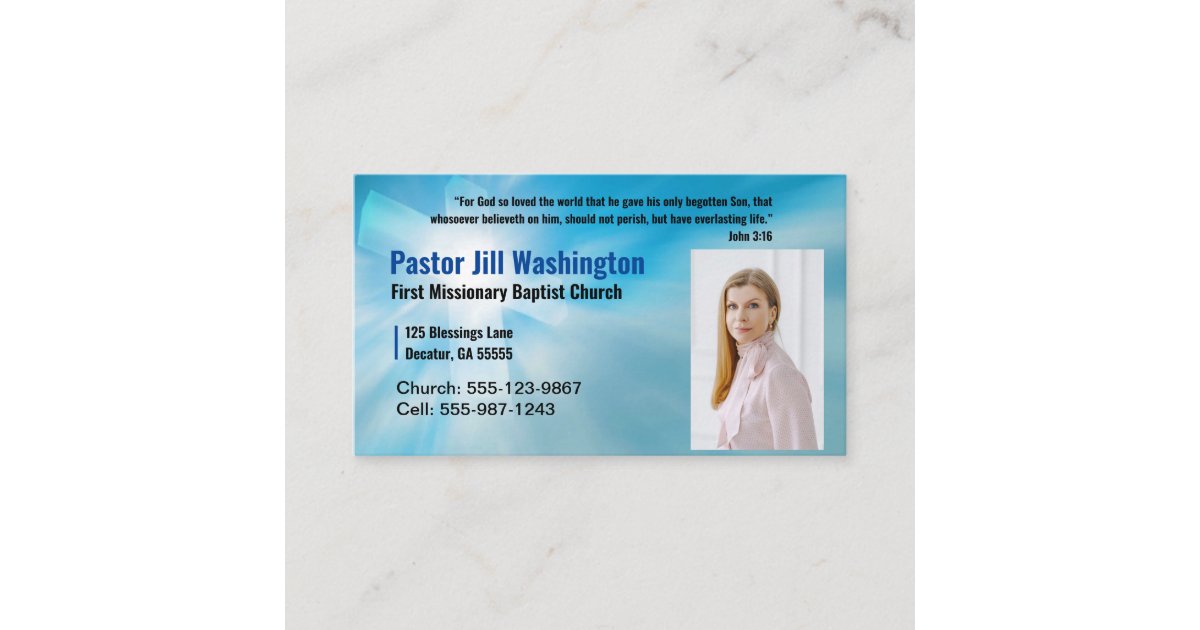 Pastor Blue Business Card | Zazzle
