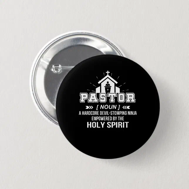 Pastor Harcore Devil Stomping Ninja Empowered Button | Zazzle