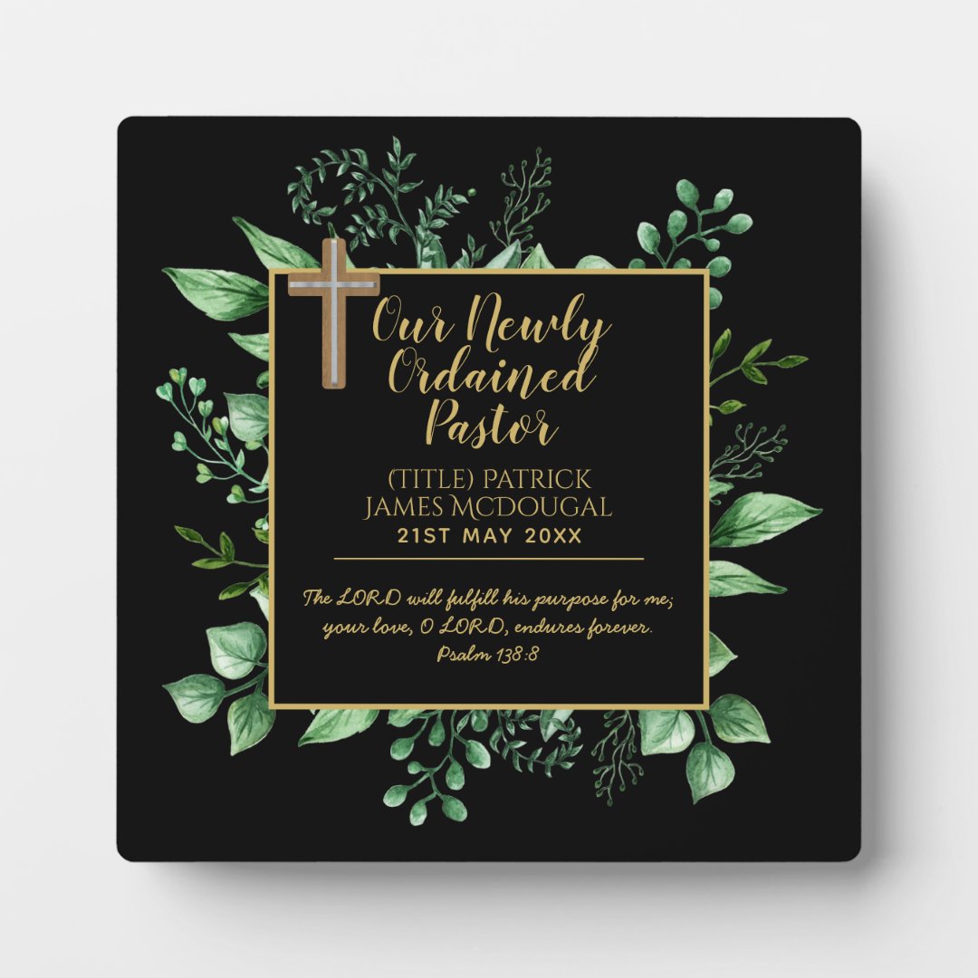 Pastor Installation Newly Ordained Gift Customized Plaque | Zazzle
