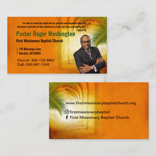 Pastor or Deacon Photo Church Business Card | Zazzle