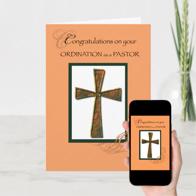 Pastor Ordination Congratulation Cross Card | Zazzle