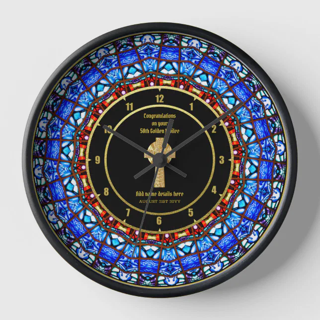 Pastor Priest Ordination Anniversary Stained Glass Clock | Zazzle