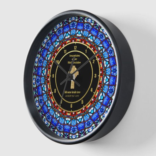 Pastor Priest Ordination Anniversary Stained Glass Clock | Zazzle