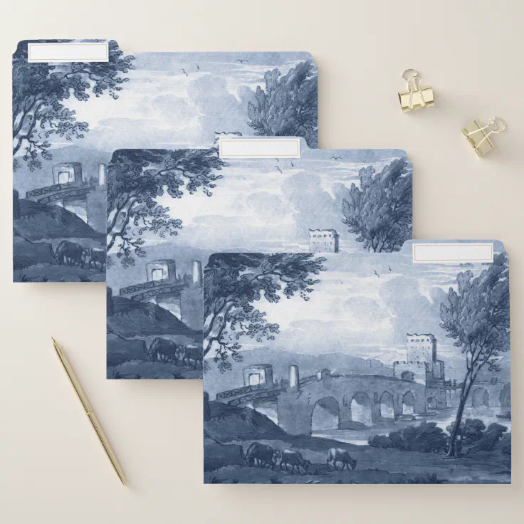 Pastoral Toile - Bridge File Folder | Zazzle
