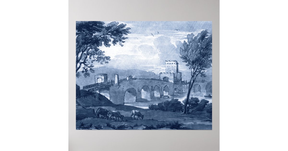 Pastoral Toile - Bridge Poster | Zazzle
