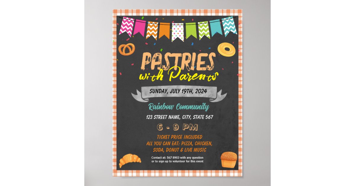 Pastries With Parents event template Poster | Zazzle