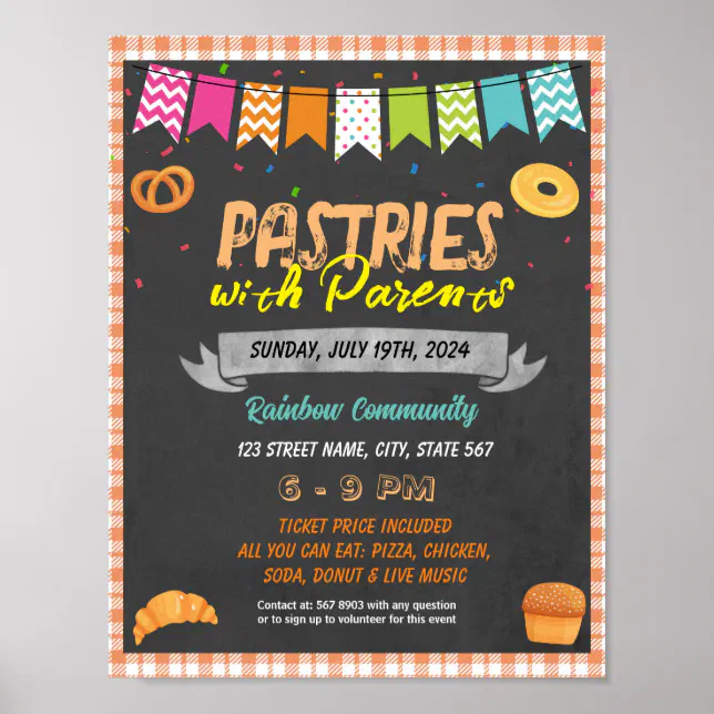 Pastries With Parents event template Poster | Zazzle