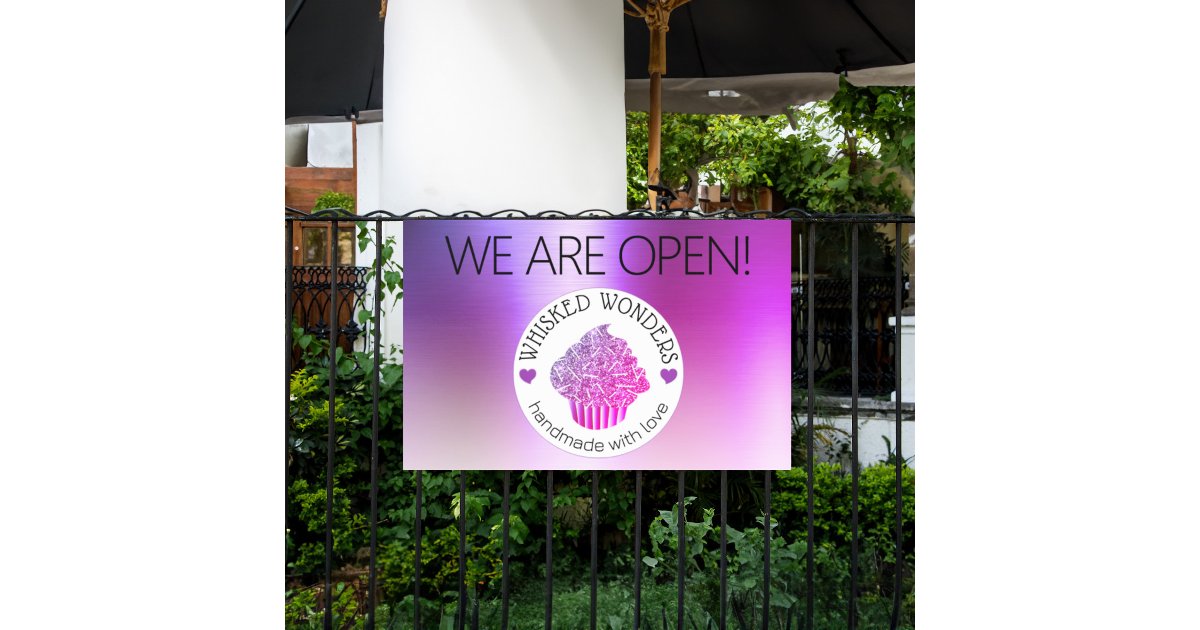 Pastry Cake Bakery Glitter Pink Purple Banner | Zazzle