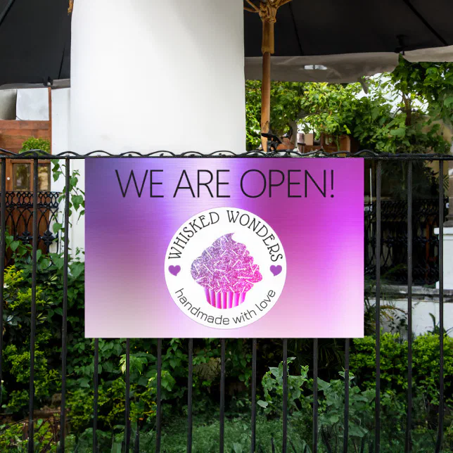 Pastry Cake Bakery Glitter Pink Purple Banner | Zazzle