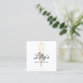 Pastry Chef Baker Gold Whisk Bakery Square Business Card | Zazzle