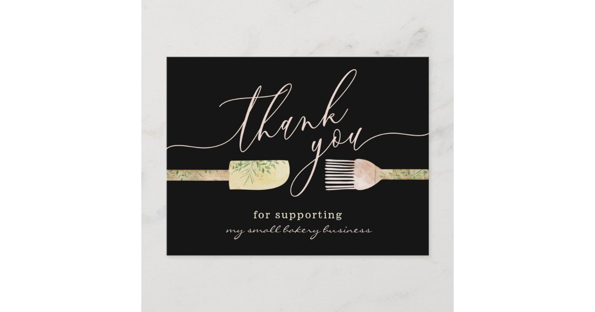 Pastry chef bakery thank you postcard | Zazzle