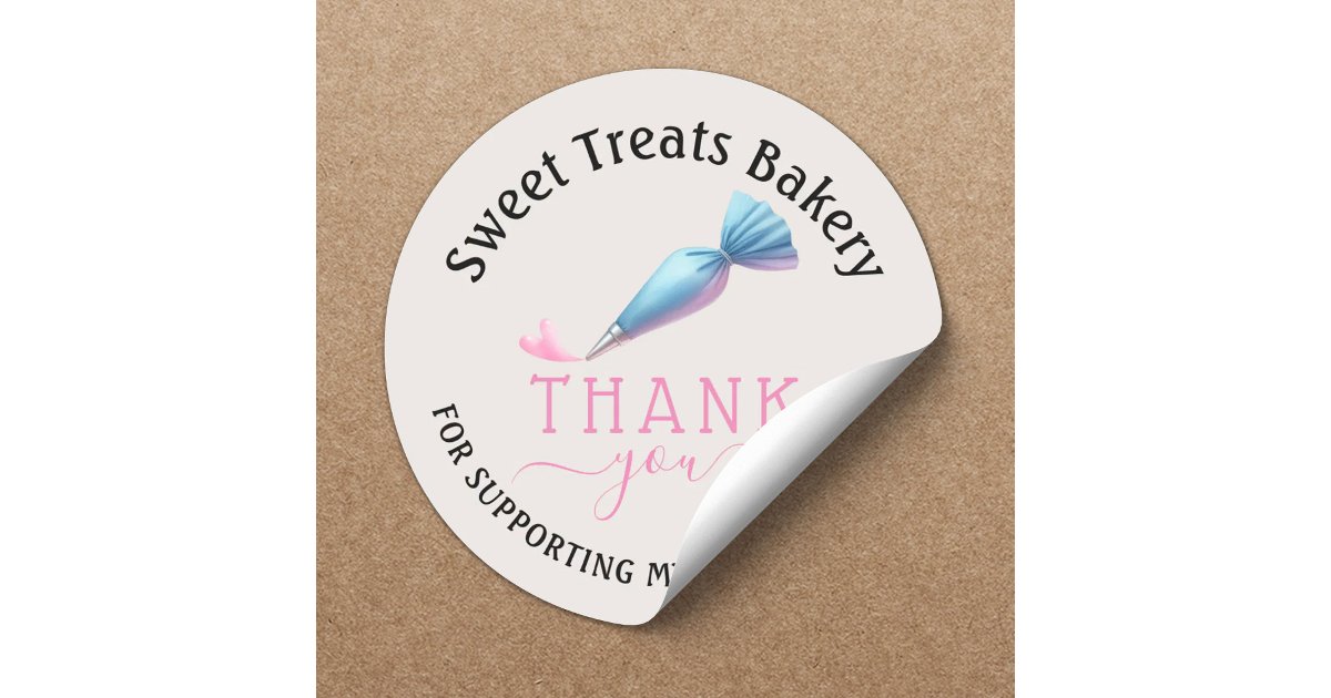 Pastry Chef Ivory Bakery Thank You for Order Classic Round Sticker | Zazzle
