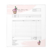 Pastry Cupcake Bakery Order Form Invoice Notepad | Zazzle