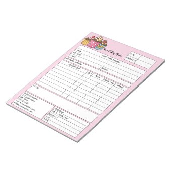 Pastry Cupcake Bakery Sales Form Receipt Invoice N Notepad | Zazzle