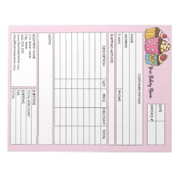 Pastry Cupcake Bakery Sales Form Receipt Invoice N Notepad | Zazzle