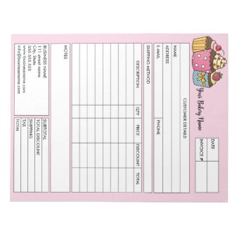 Pastry Cupcake Bakery Sales Form Receipt Invoice N Notepad | Zazzle