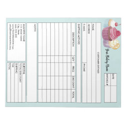 Pastry Cupcake Bakery Sales Form Receipt Invoice Notepad | Zazzle