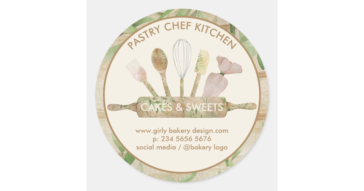 Pastry Home Bakery Chef Classic Round Sticker | Zazzle