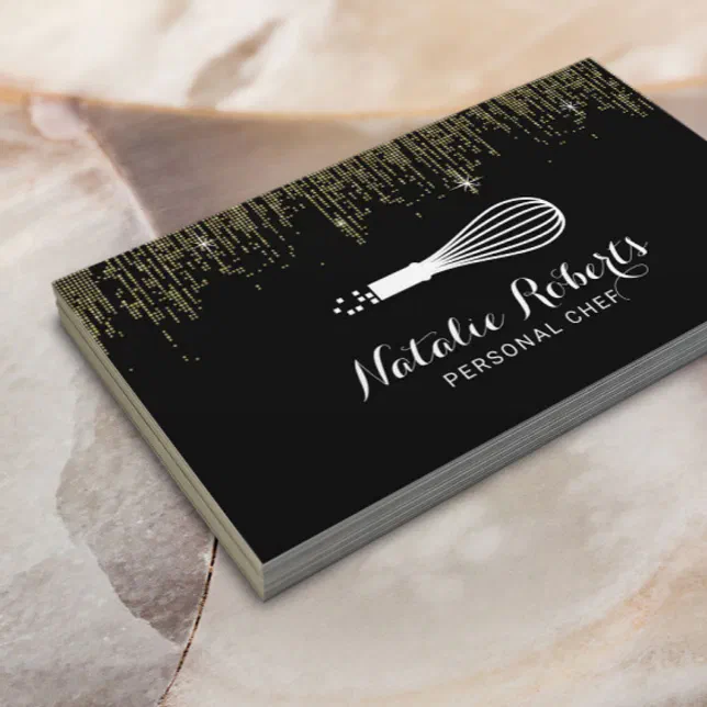 Pastry Personal Chef Whisk Logo Modern Confetti Business Card | Zazzle